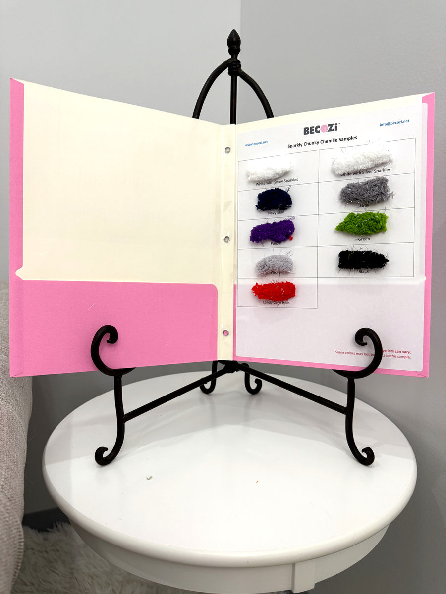 Sparkly Chunky Chenille Yarn Color Card – BeCozi