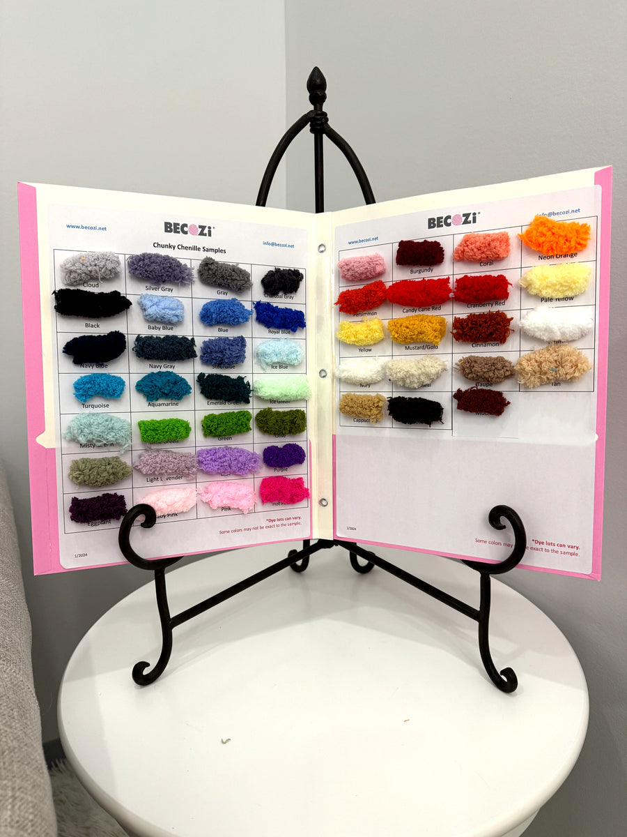 Chunky Chenille Yarn Color Card – BeCozi
